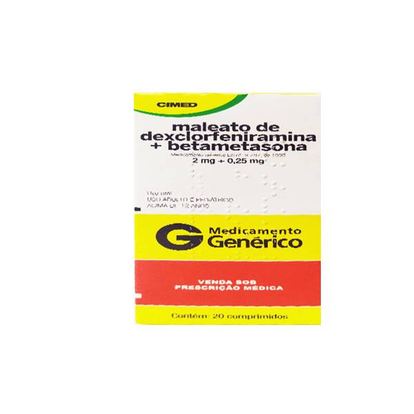Betametasona + Dexclorfeniramina 2mg/0.25mg x 20 Comprimidos - Cimed ...