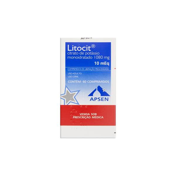 Litocit Citrato de Potasio 10Meq x 60 Comprimidos - Apsen - Farmatina
