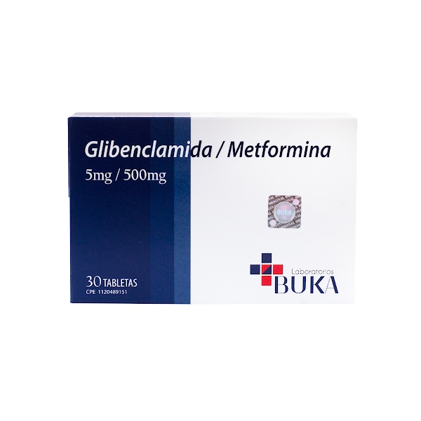 Metformina+Glibenclamida 500mg/5mg x 30 Tabletas Buka - Farmatina - La ...